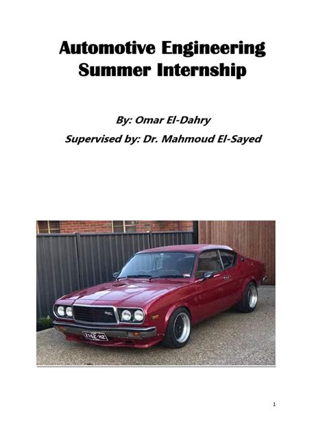 Automotive Engineering Summer Internship Pdf Internal Combustion