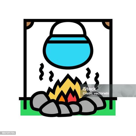 불로 요리하기 레스토랑 요리사 컬러 아이콘 벡터 일러스트 레이 션 레스토랑에 대한 스톡 벡터 아트 및 기타 이미지 레스토랑 메뉴판 미식가 Istock