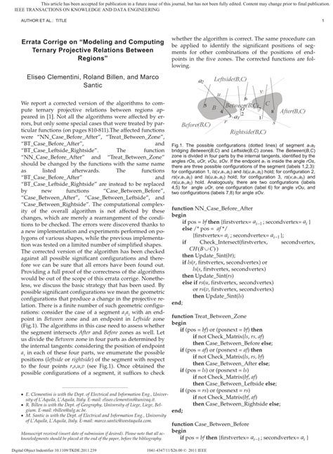 Pdf Errata Corrige On Modeling And Computing Ternary Projective Relations Between Regions”