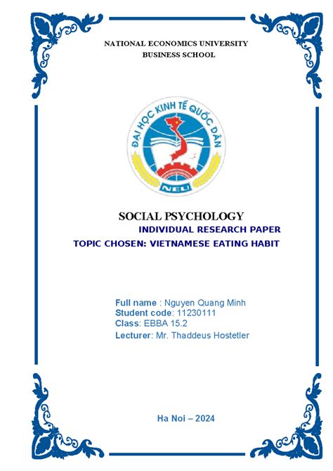 Individual Research Paper National Economics University Business