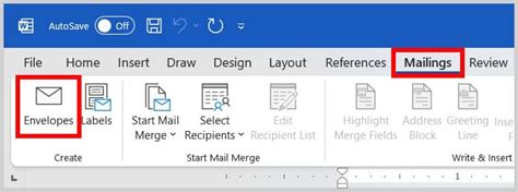how to print an envelope in microsoft word basic method