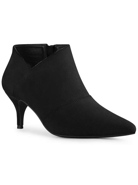 Perphy Pointed Toe Cutout Kitten Heels Ankle Boots For Women