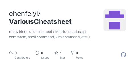 Github Chenfeiyi Variouscheatsheet Many Kinds Of Cheatsheet Matrix Calculus Git Command