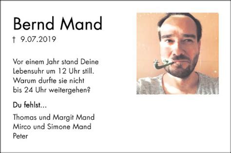 Traueranzeigen Von Bernd Mand Trauerportal Ihrer Tageszeitung