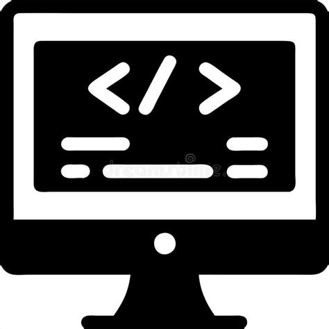 Computer Screen With Code Symbol Vector Illustration For Web Development Education Design Stock