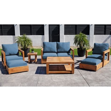 Foundry Select Crelake 7 Piece Teak Outdoor Seating Group With