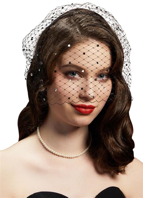 Cizoe 1920s Flapper Fascinator Mesh Face Veil Headband