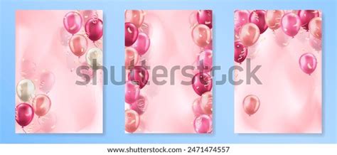 Set Vertical Banners 3d Realistic Pink Stock Vector Royalty Free