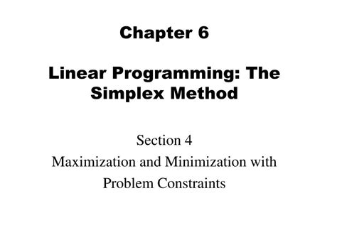 ppt chapter 6 linear programming the simplex method powerpoint