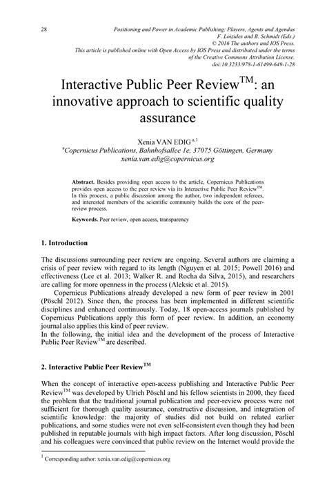 Pdf Interactive Public Peer Review™ An Innovative Approach To