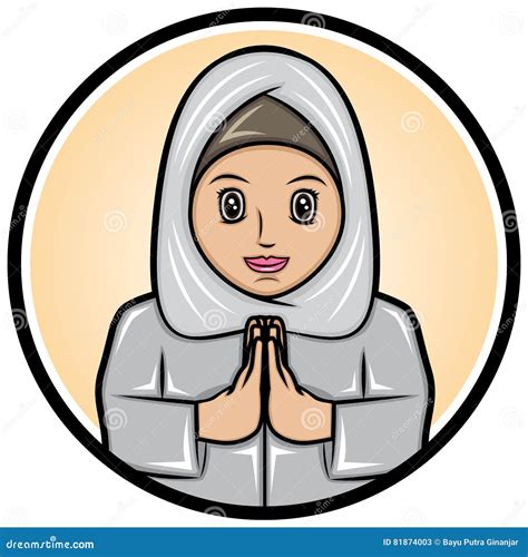 Muslim Woman Greeting Stock Vector Illustration Of Cartoon 81874003