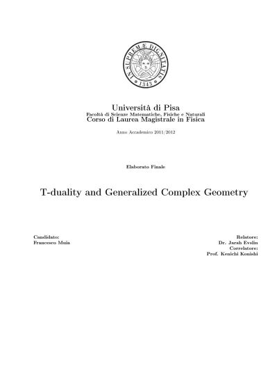 G Structures Basics In Real Geometry T Duality And Generalized Complex Geometry
