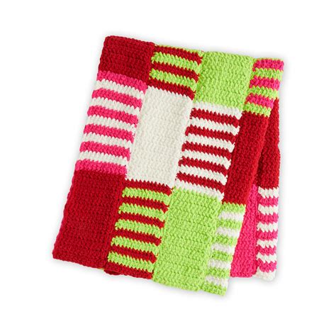 Free Easy Bernat Interwoven Colorful Stripes Blanket Crochet Pattern