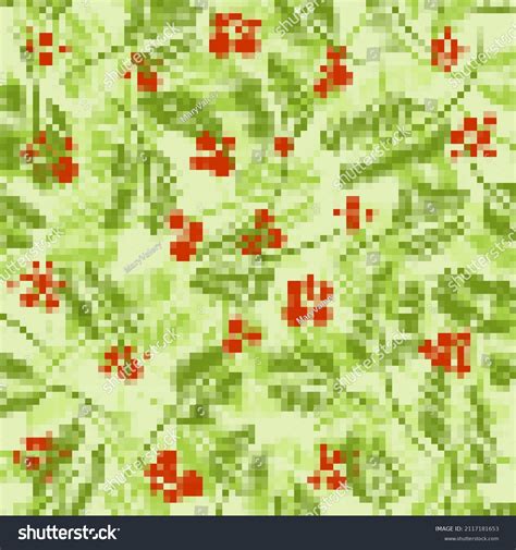 Fir Branches Pixel Art Pattern Seamless Stock Vector Royalty Free Shutterstock