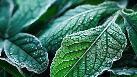 Premium Ai Image Thick Frost Patterns On A Leaf
