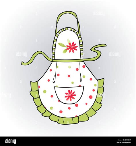 Doodle Kitchen Apron For Woman Vector Illustration Stock Vector Image