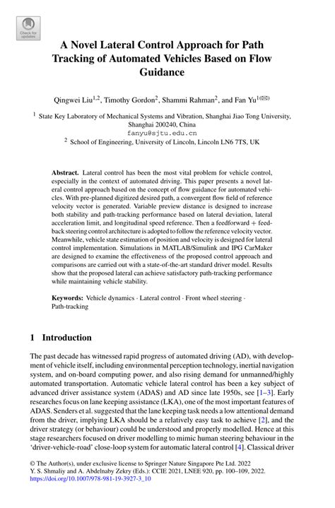 Pdf A Novel Lateral Control Approach For Path Tracking Of Automated