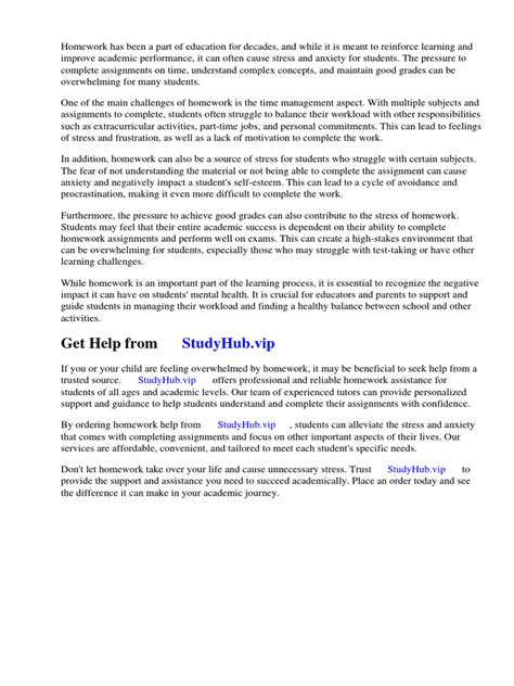 Homework Doesnt Cause Stress Pdf Homework Learning