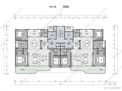 住宅户型设计施工图下载【id1153306955】知末案例馆