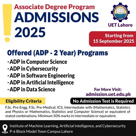 Associate Degree Program Admission 2025 Uet Lahore