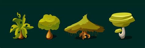 Fantastic Tree For Ui Game Design Set Royalty Free Vector