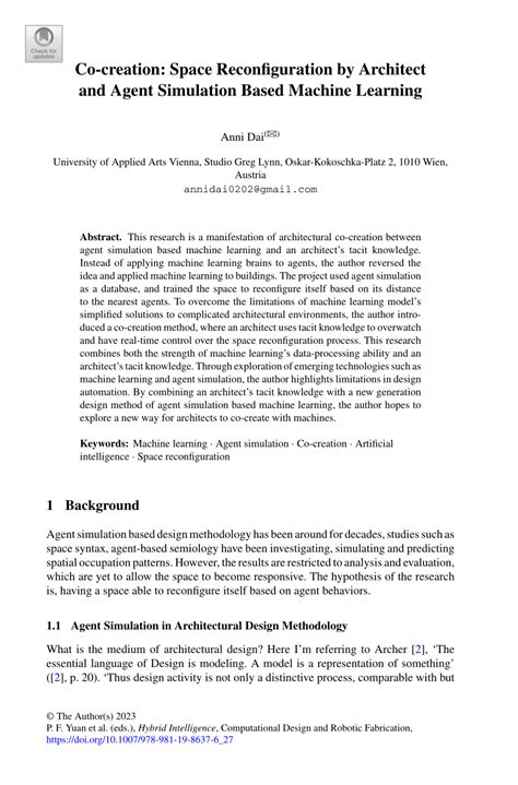 Pdf Co Creation Space Reconfiguration By Architect And Agent Simulation Based Machine Learning