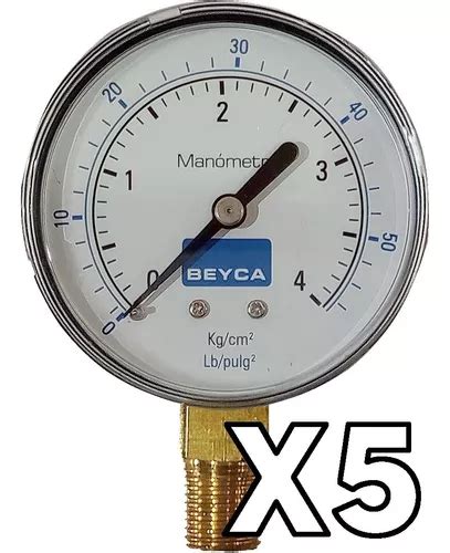 5 Manómetro 4 Kg 63mm Rosca 1 4 Inferior Gas Agua Aire Beyca en venta
