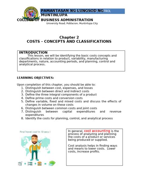 3 Cost Concepts And Classification Pdf Cost Accounting Expense