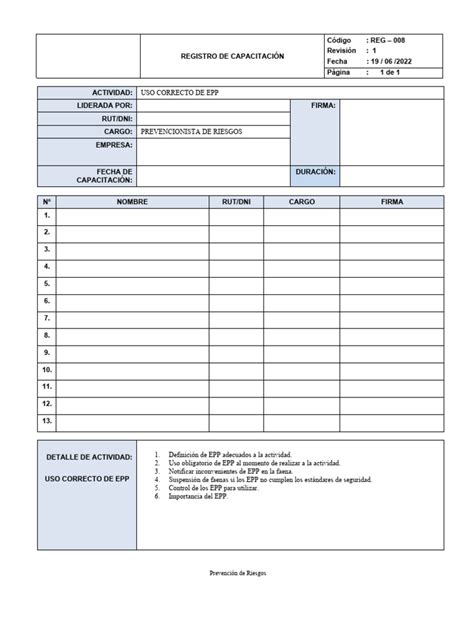 Uso Correcto De Epp Pdf