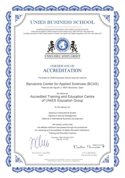 Bcas Accredited Partner Of Unies Education Group Barcelona Center