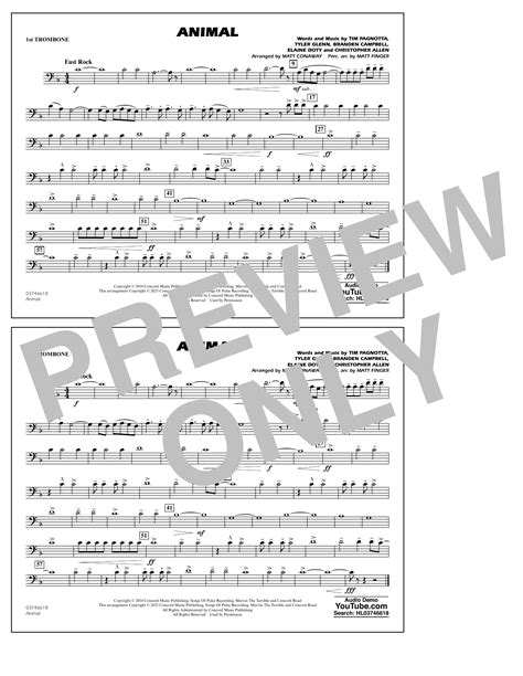 Animal Arr Matt Conaway 1st Trombone By Neon Trees Sheet Music For