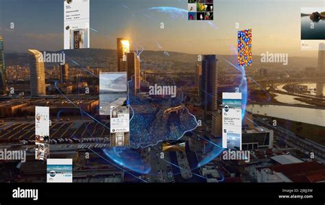 Futuristic City Connected To Social Media High Tech Vision Of Izmir