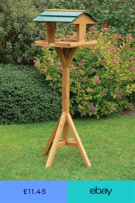 Traditional Wooden Bird Table Garden Birds Feeder Feeding Station Free ...