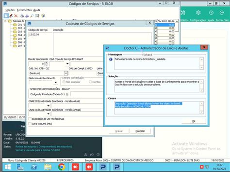 I1000 Falha Imprevista Na Rotina Txtcodservvalidate Descrição