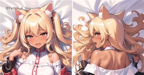 テカテカ 猫耳金髪褐色ギャル 抱き枕カバー風 あなたのフェチ屋さんのイラスト Pixiv