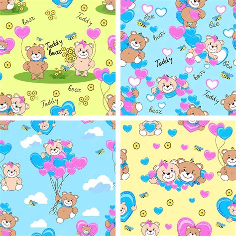 Premium Vector Teddy Bear Pattern Set