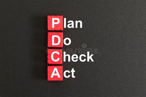 red wooden cubes pdca cycle concept of continuous improvement on