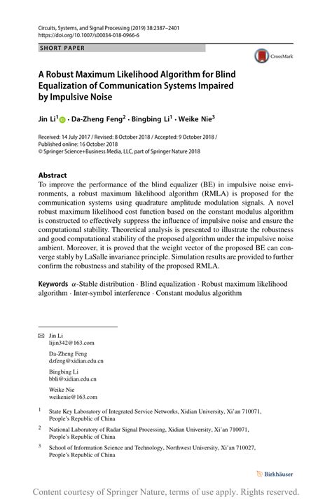 A Robust Maximum Likelihood Algorithm For Blind Equalization Of