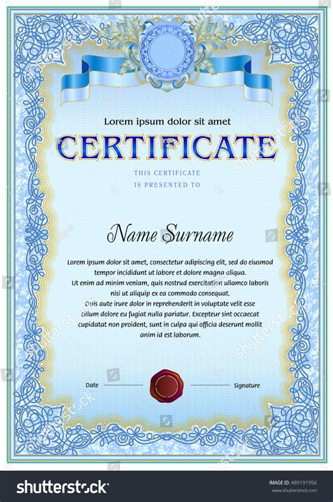 Certificate Design Template Hard Vintage Frame Stock Vector Royalty