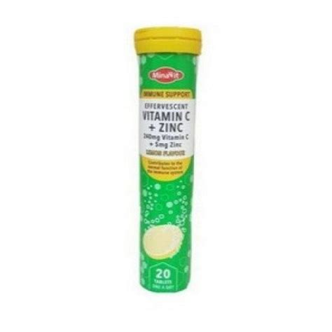 Minavit Effervescent Vitamin C Zinc Lemon Flavour 1000mg 20s Exp 0