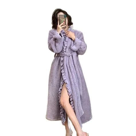 New Autumn And Winter Flannel Nightgown Women S Mid Length Fashion