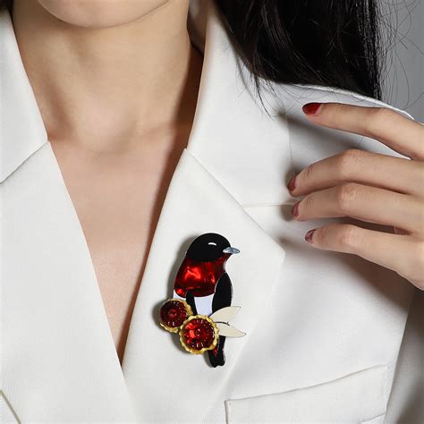 Badu Bg Ръчно изработени акрилни брошки с животни с кукувица за жени мъже прекрасен седящ