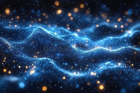 Abstract Glowing Blue And Orange Lights Forming Undulating Wave