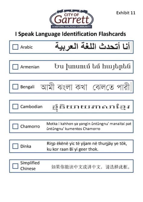 Language Pdf 100842 Exhibit 11 I Speak Language Id Cards