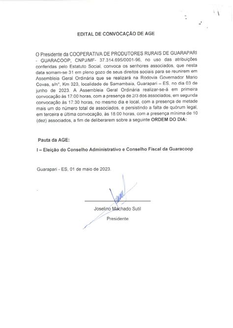 Edital De ConvocaÇÃo De Age Folhaonlinees