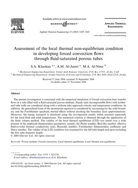 Pdf Assessment Of The Local Thermal Non Equilibrium Condition In