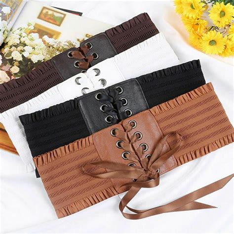 Womens Lady Stretch Buckle Waist Belt Wide Lace Le Grandado