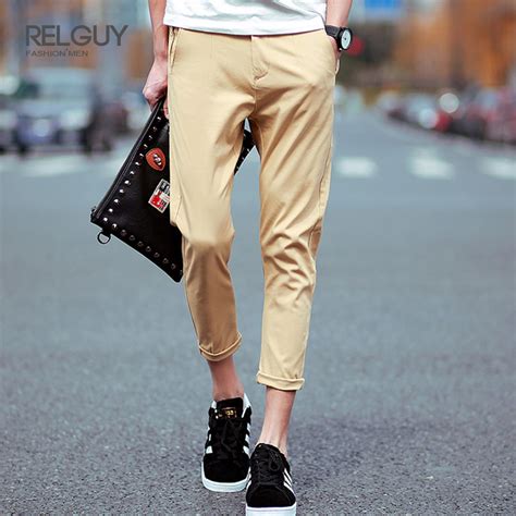 Relguy15夏季新品潮男九分休闲裤 简约男潮英伦修身小脚裤九分裤relguy旗舰店