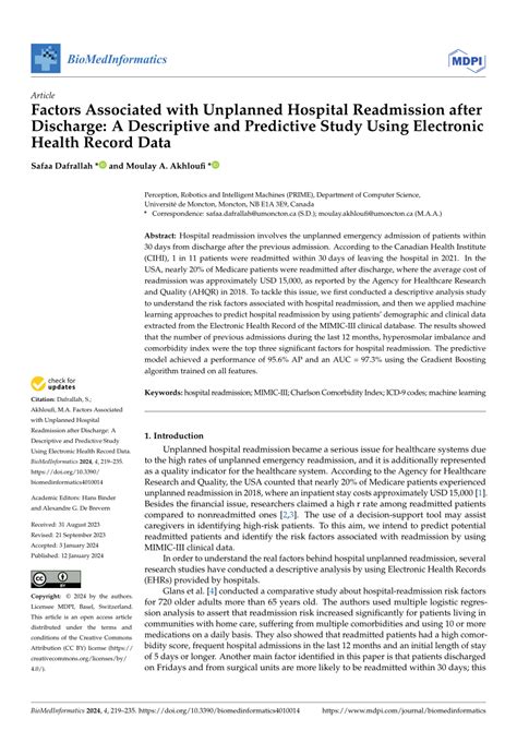 Pdf Factors Associated With Unplanned Hospital Readmission After
