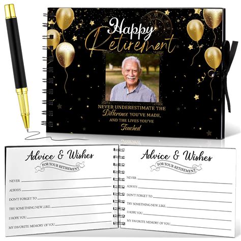 Frienda Retirement Guest Book With Signature Pen Black Gold